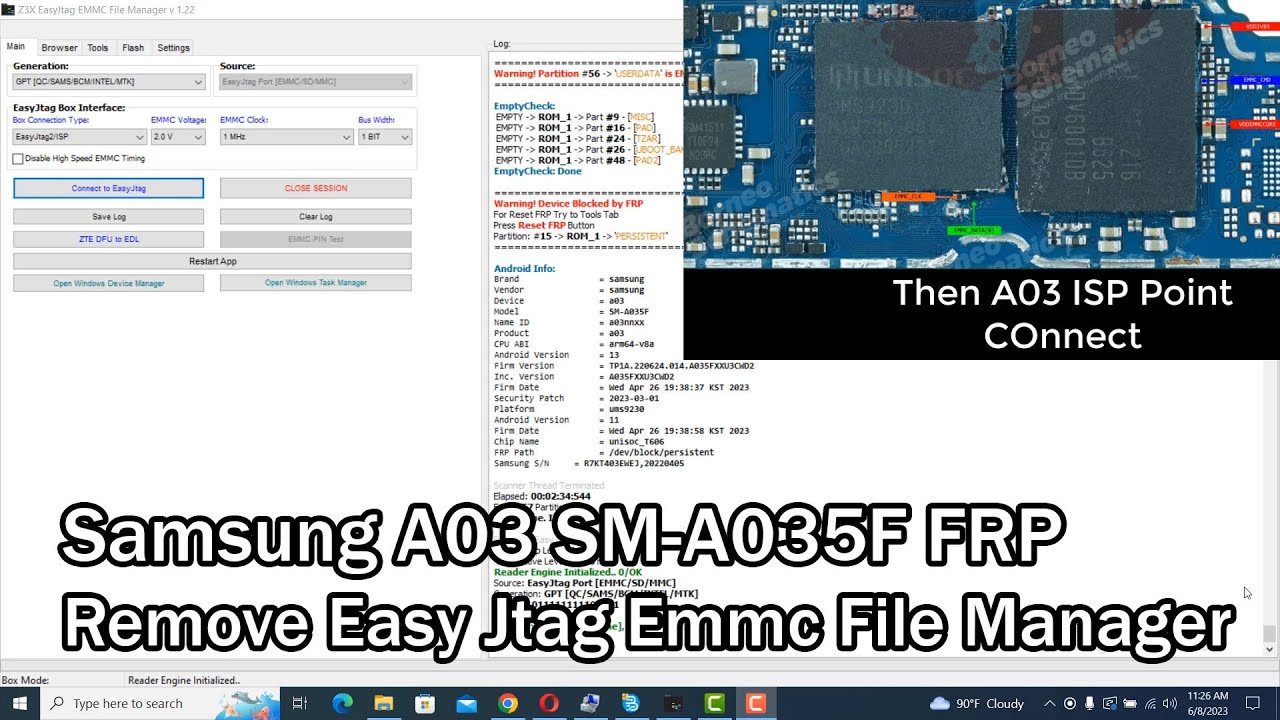 Samsung A03 SM-A035F FRP Remove Easy Jtag Emmc File Manager - YouTube