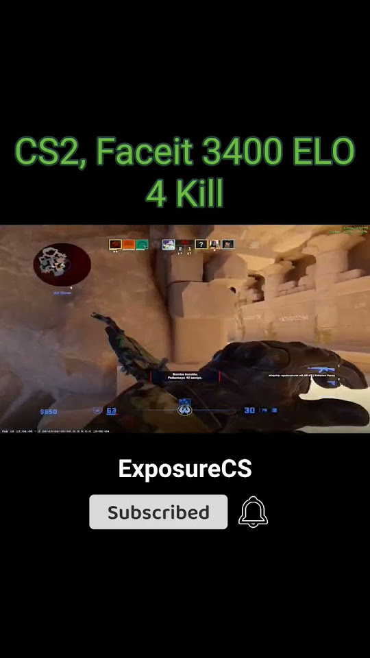 CS2, Faceit 3400 ELO, 4 Kill! #shorts #cs2 #keşfet #cs2clips #cs2highlights #cs2beta # ...