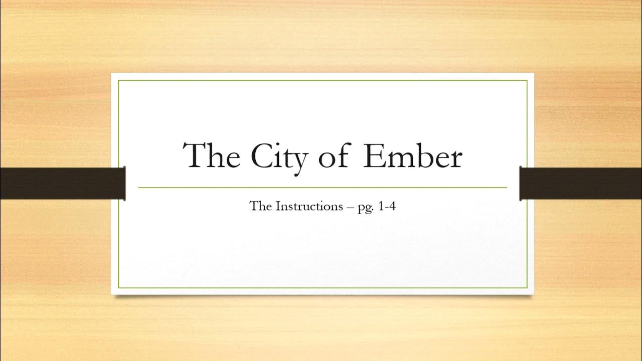 The City of Ember The Instructions Teacher Resource video - YouTube