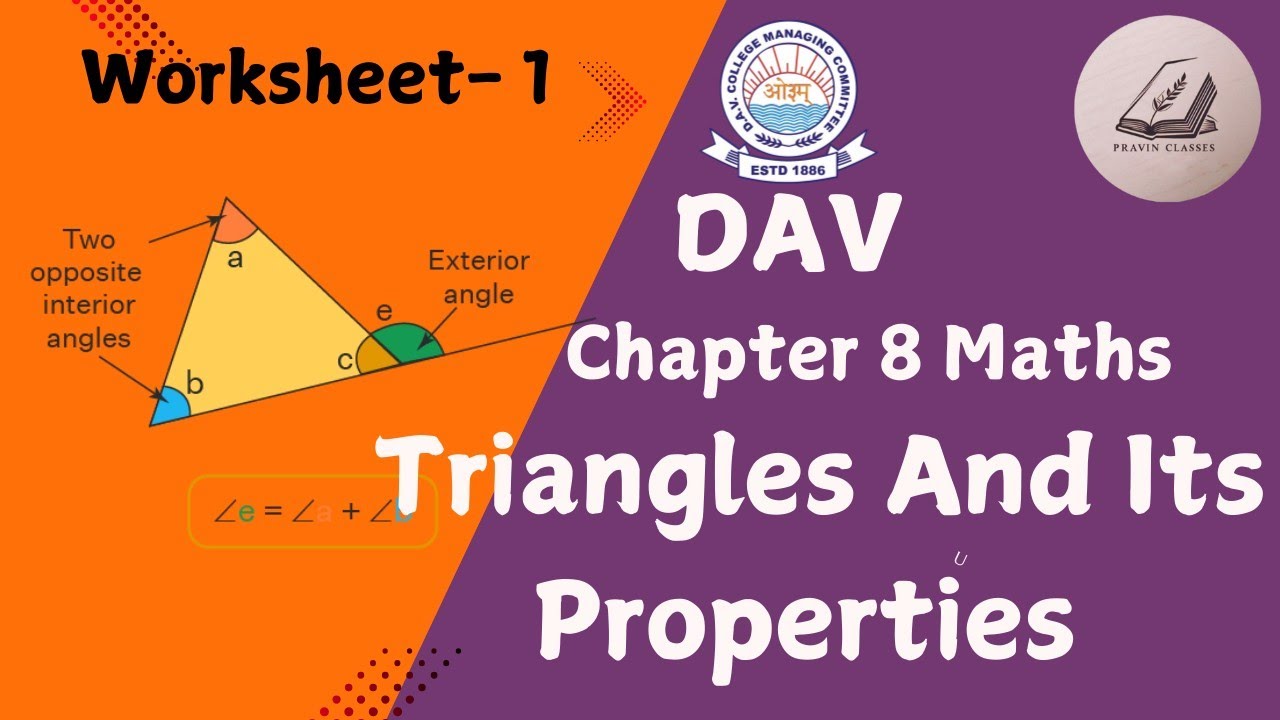 Triangles and its Properties।DAV। Chapter - 8 ।Class - 7th। Maths ...