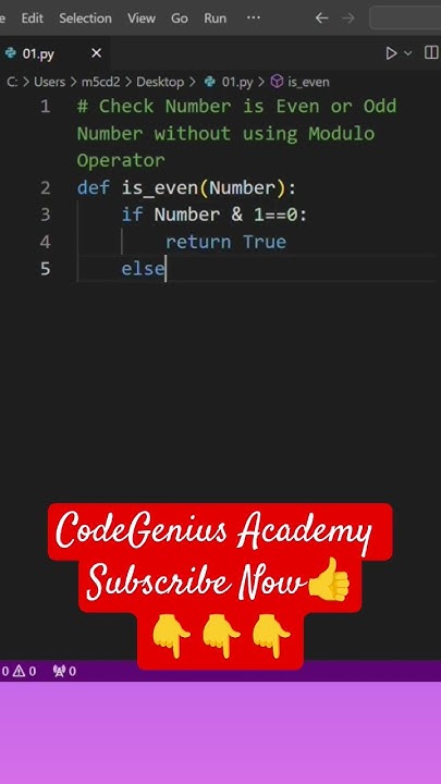 Even or odd without using modulus % operator #python #pythonprogramming #python3 #shorts #short ...