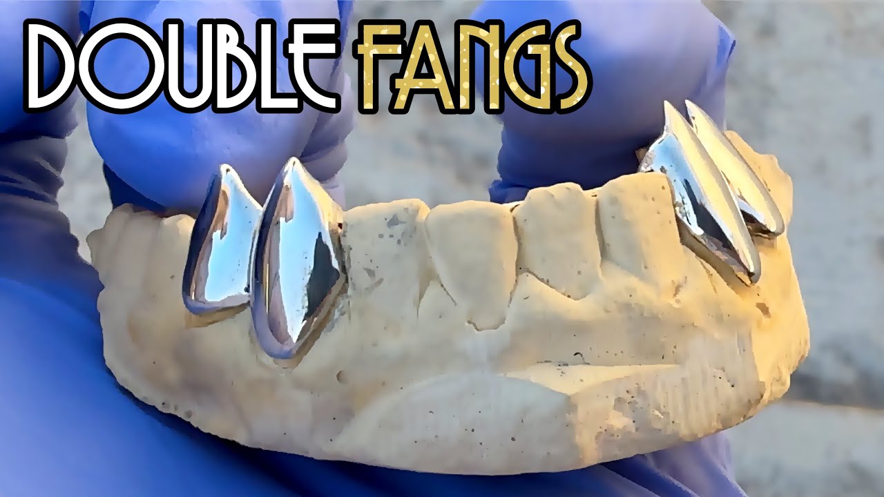 Real 925 Silver Double Vampire Fangs Custom Teeth Grillz - YouTube