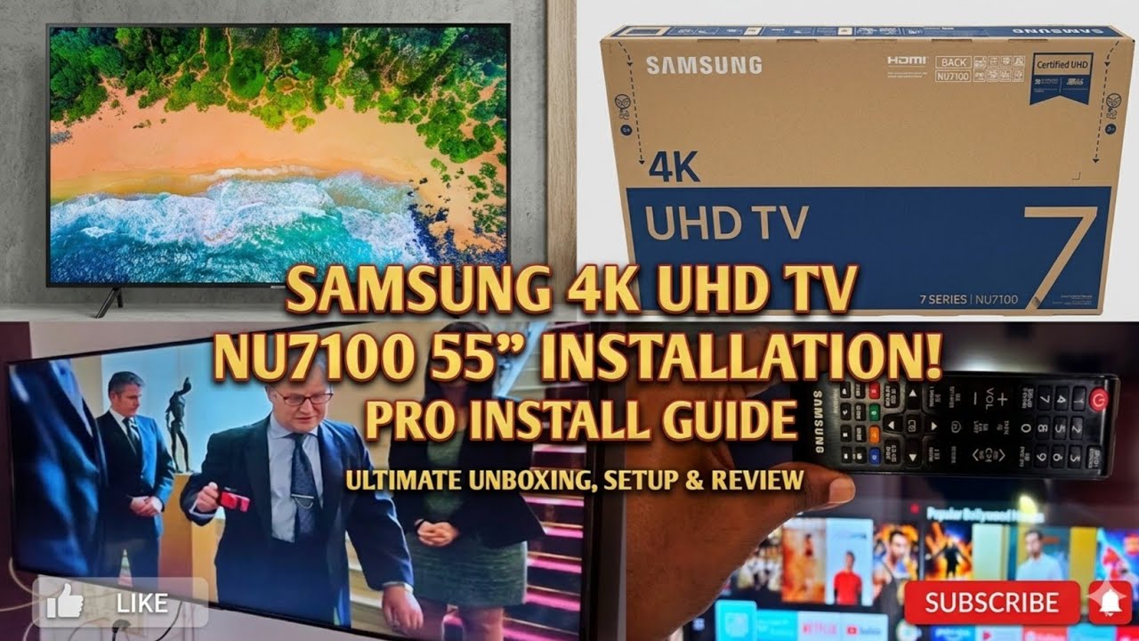 Samsung 4k UHD NU7100 55" Smart tv ll Unboxing And Wall mounting ll ...