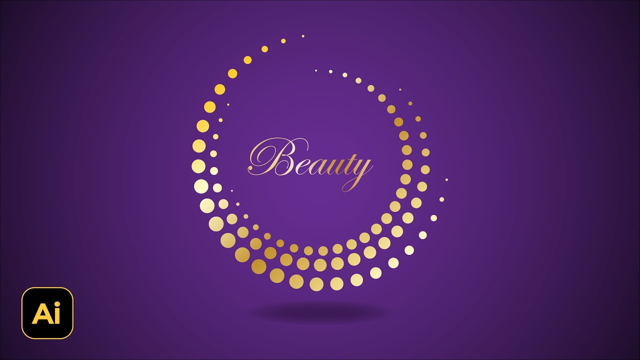 Create Gold Halftone Circular Dotted Frames Design | Adobe Illustrator Tutorials - YouTube
