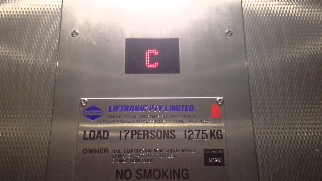 Liftronic MRL Traction Lift @ Circular Quay Railway Station - YouTube