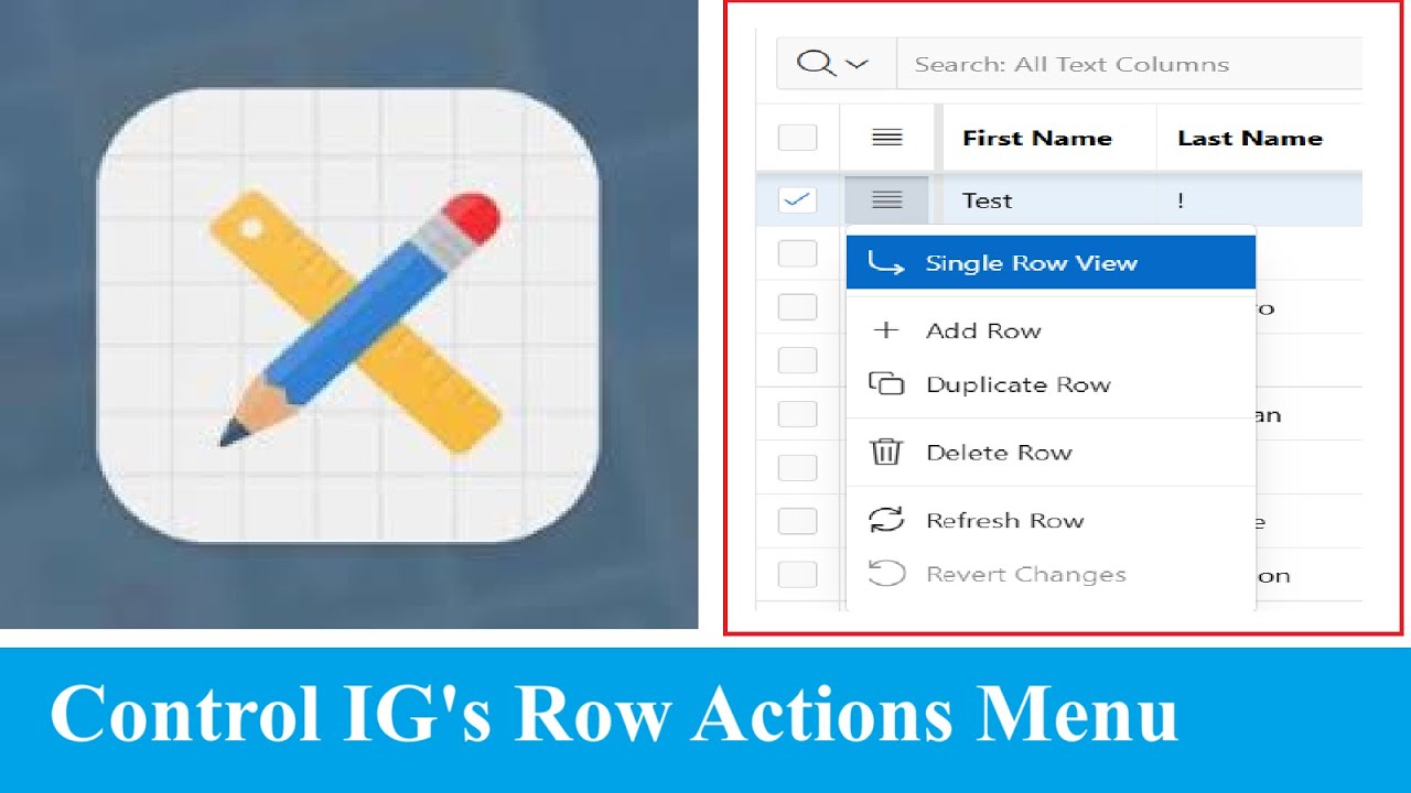 Oracle Apex Interactive Grid Report Manage Row Action Menu Youtube