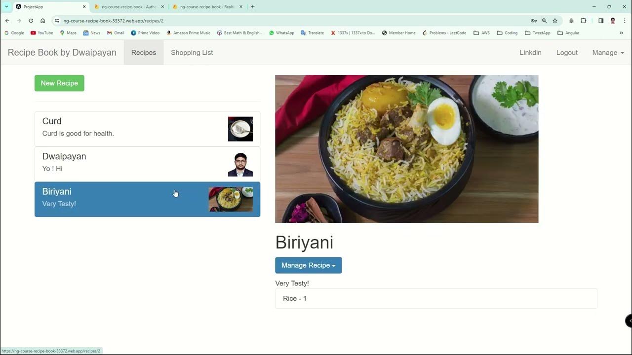 Recipe book App || Angular and Firebase Project - YouTube