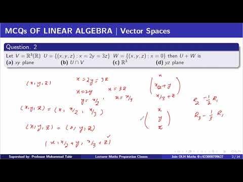MCQs of Vector Spaces Part-1 | OLH Maths | EE - YouTube