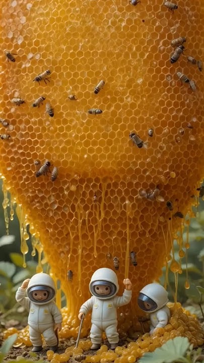 "Tiny Beekeepers, Giant Honeycomb!"#MiniBeekeepers#GiantHoneycomb#HoneyHarvest#TinyWorld#shorts ...