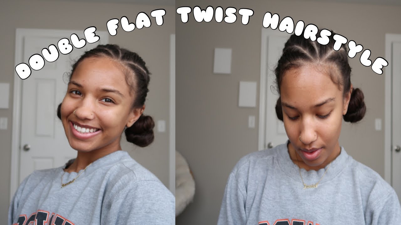 TUTORIAL | DOUBLE FLAT TWIST WITH LOW BUN HAIRSTYLE - YouTube