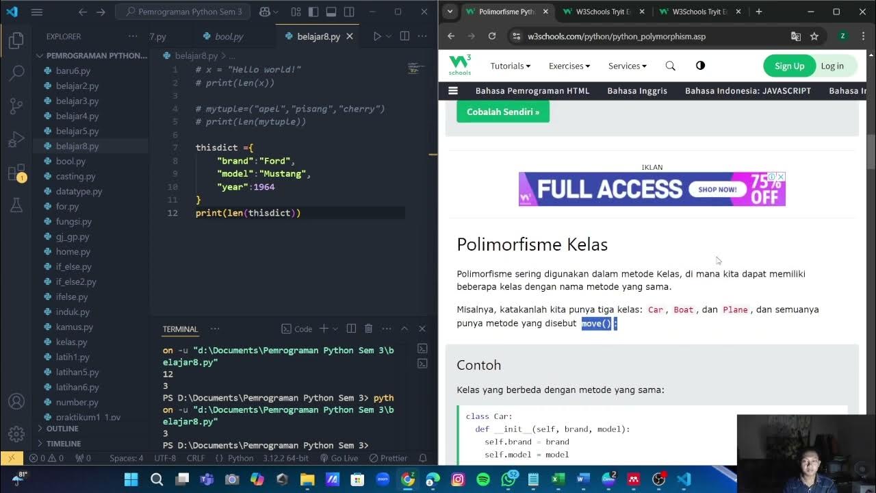 E1E123054_Zaid Helsinki Putra_Genap_Python Tutorials (Polymorphism, Scope, Modules) - YouTube