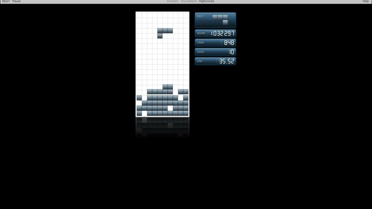 Clearing tetris lines as fast as I can. 35.1 LPM - YouTube