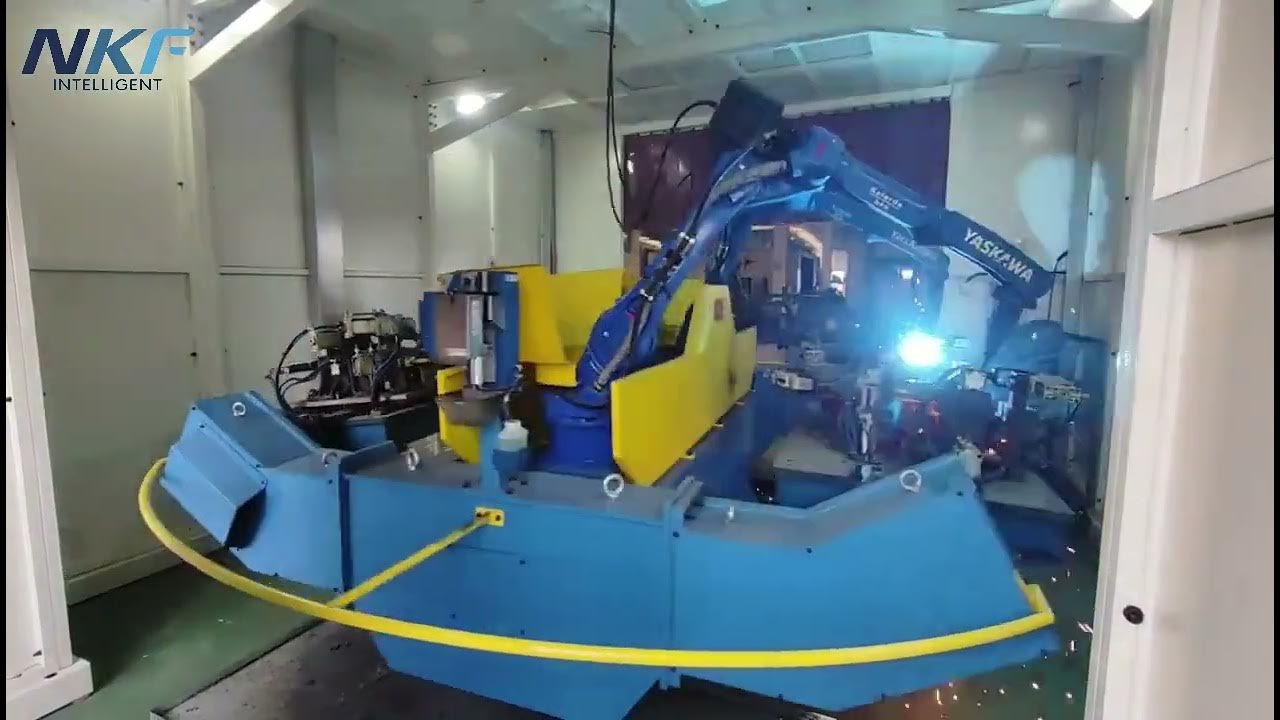 Our designed and produced three-axis positioner supporting Yaskawa robots applied to welding ...