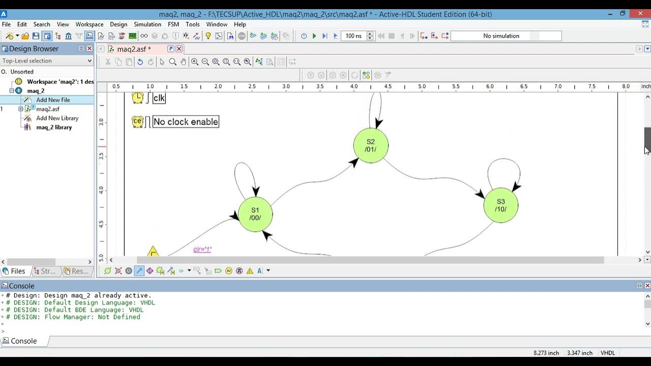 VHDL Maquinas de estado en Active HDL - YouTube
