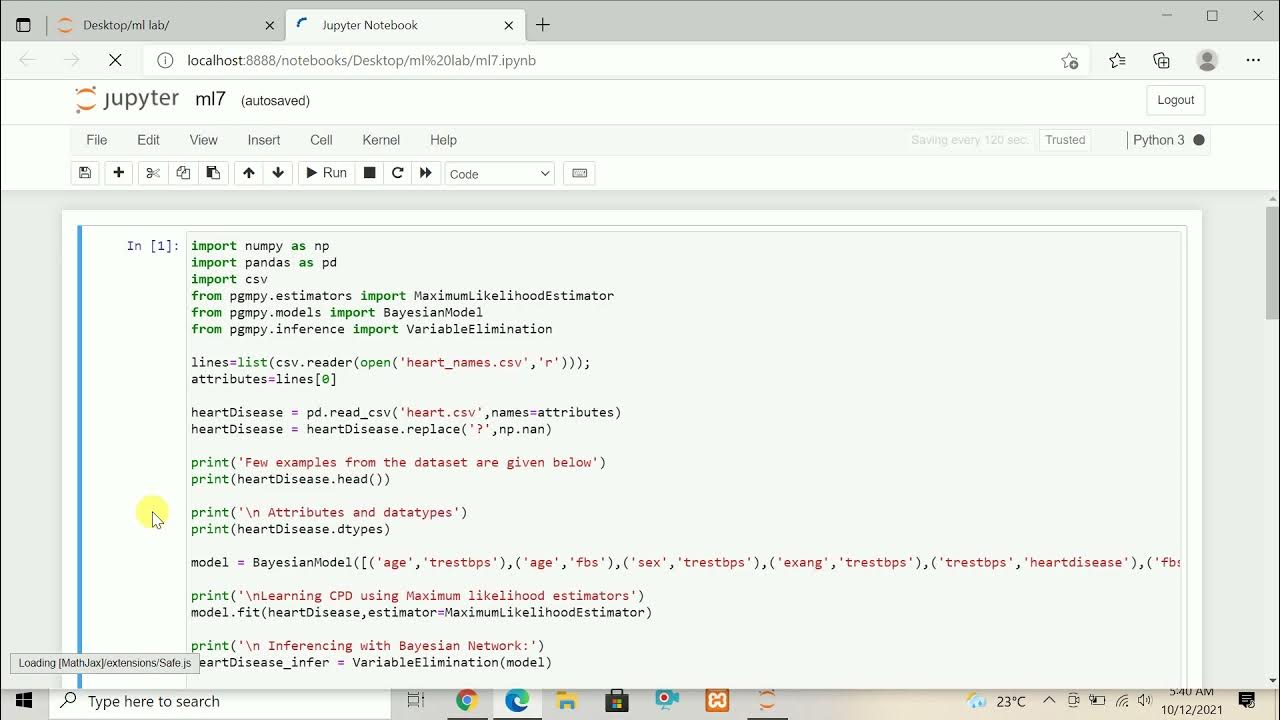 Write a program to construct a Bayesian network considering medical data. - YouTube
