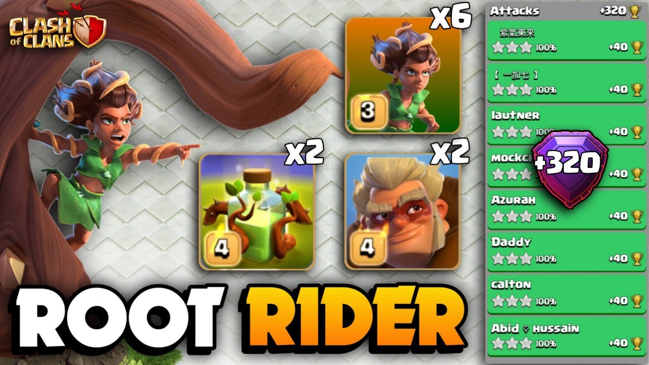 +320 EASILY Get 3 Stars🔴ROOT RIDER DRUID Spam With Overgrowth 🔴TH16 ...