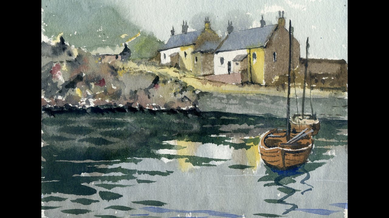 Tony Burke Watercolours Monday Club. Tutorial 17 "Cove Harbour" - YouTube