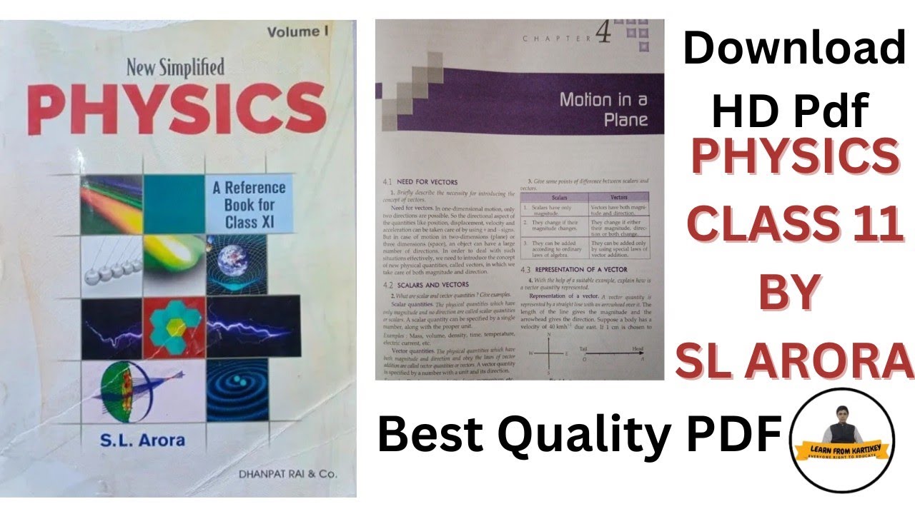 Physics by S.L. Arora Class 11th With PDF Download Chapter 4 Motion in a Plane Pdf Download ...