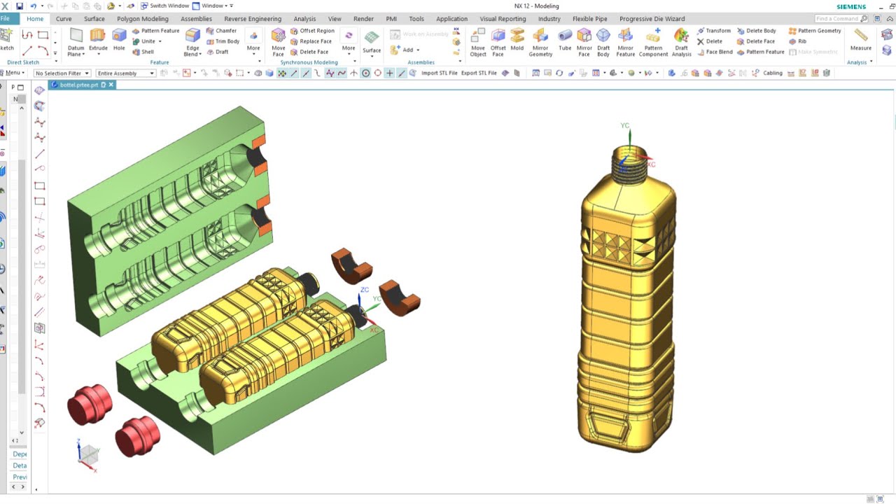How to design a Blow Mold complete Design in Siemens nx core cavity ...