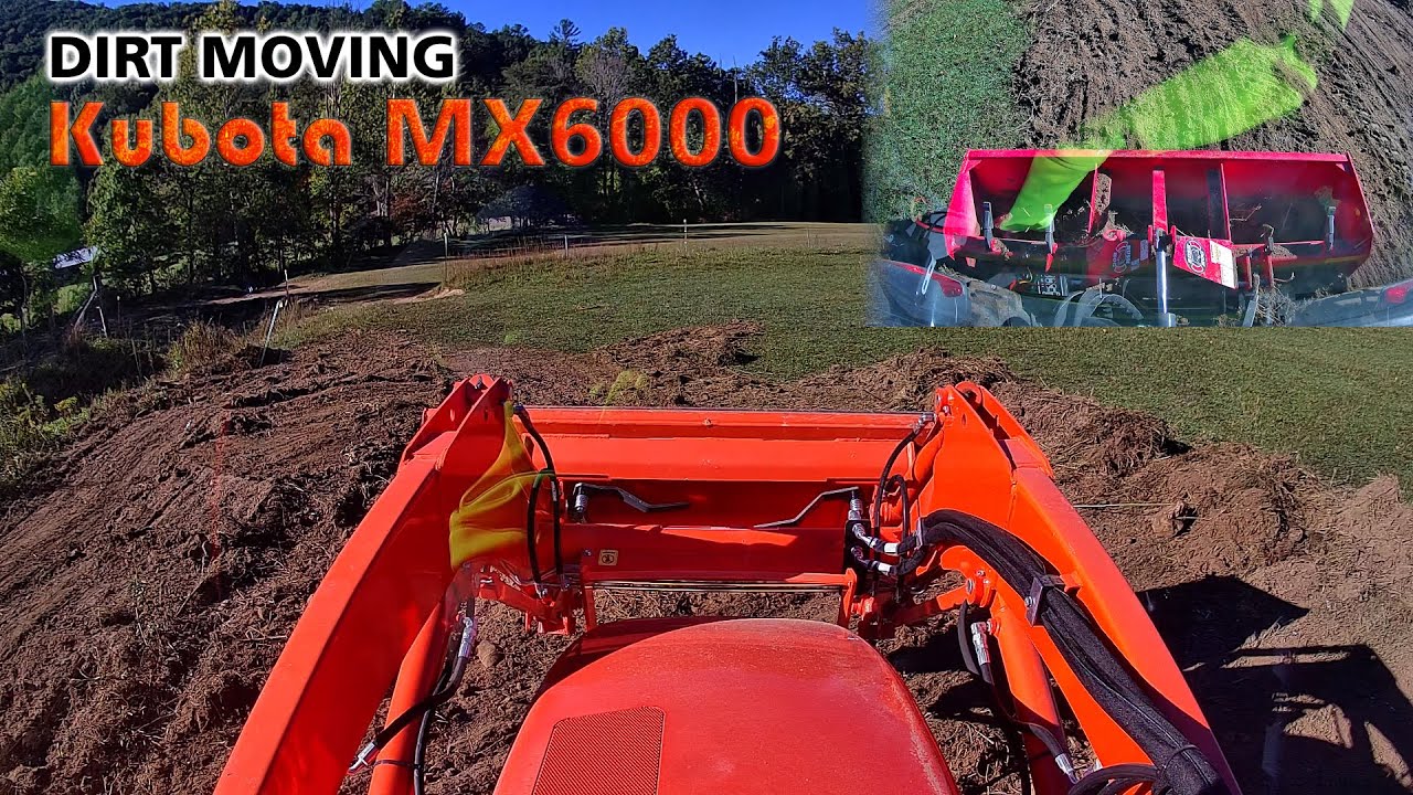 Kubota MX6000 tractor moving dirt - YouTube