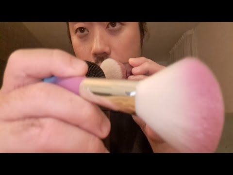 ASMR MIC BRUSHING, FACE BRUSHING & TRIGGER WORDS - YouTube