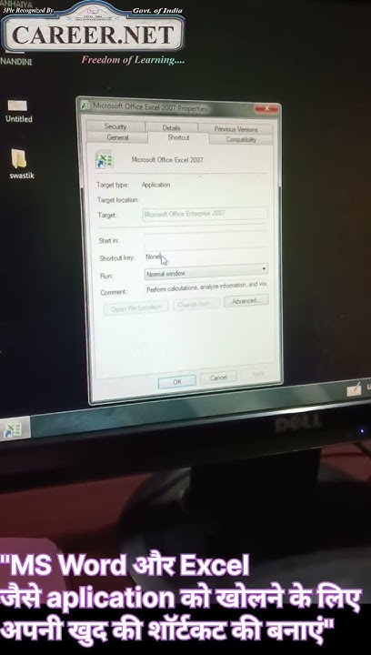 🚀 Create your own shortcut key to open Ms-word , excel etc.#computertricks #computereducation ...