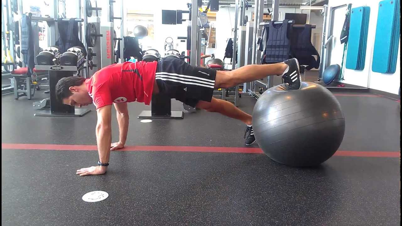Stability Ball Toe-Touches - YouTube