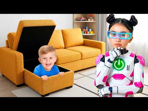 Çocuklar akıllı bir robotla bir saklambaç oyunu oynuyor!