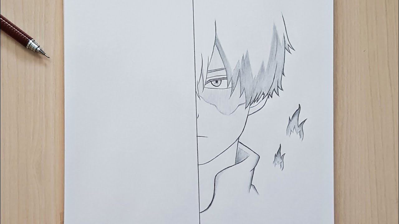 anime sketch | how to draw shoto todoroki easy step-by-step | Tutorial ...