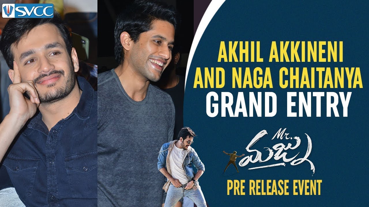 Akhil Akkineni and Naga Chaitanya Grand Entry | Mr Majnu Pre Release ...