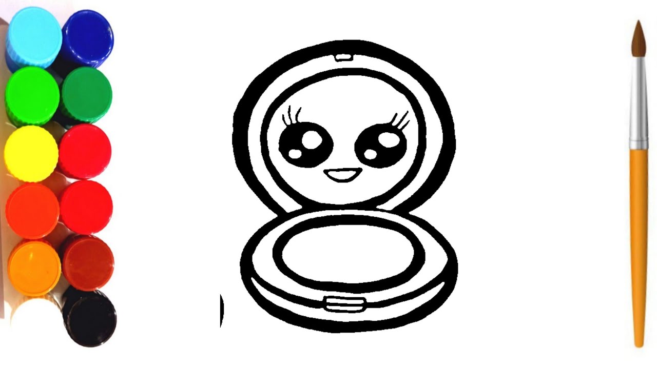 How to Draw Face Powder For Kids Step by Step & Coloring | Face Powder ...