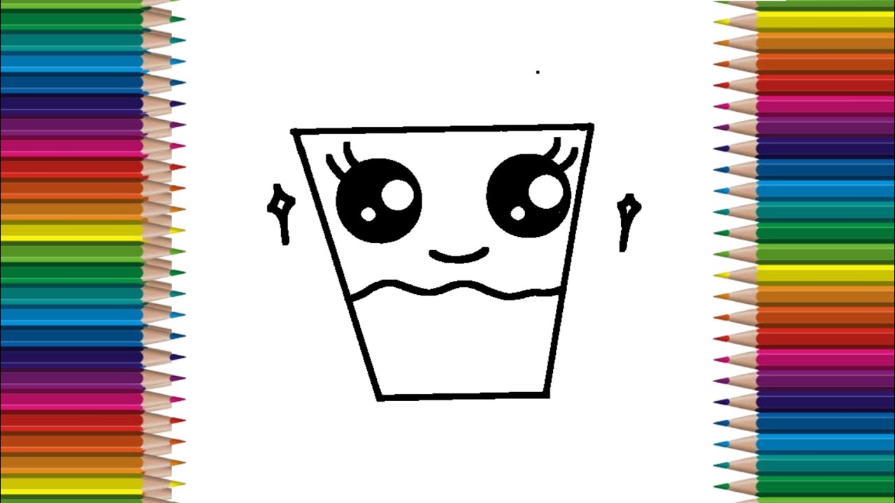 How to draw a cute water glass, hand drawing step by step, Draw cute ...