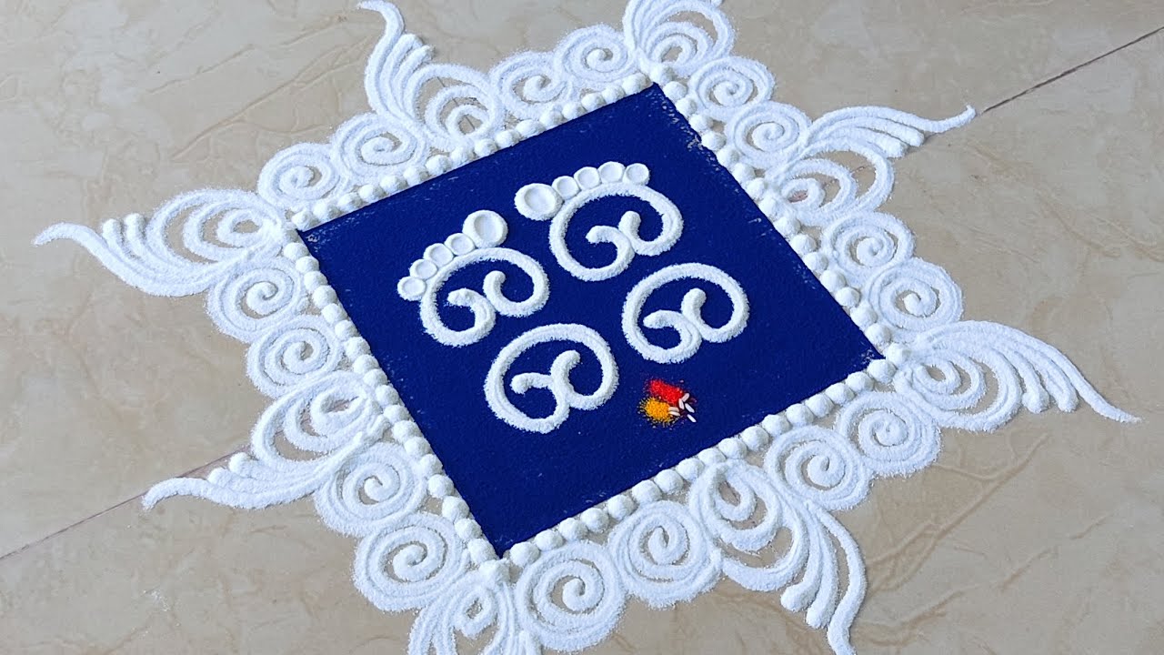 💙 Navratri Day 7 Royal Blue Colour New Rangoli | Navratri Rangoli ...