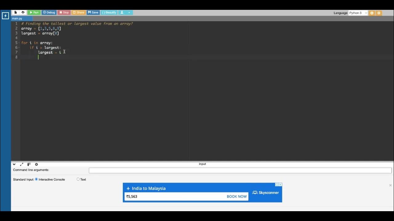 Mater Class Day one python interview, Find the largest element in an array - YouTube