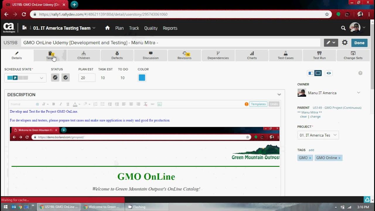 02. Introduction on Rally Test Management Tool (Creation of Tasks and ...