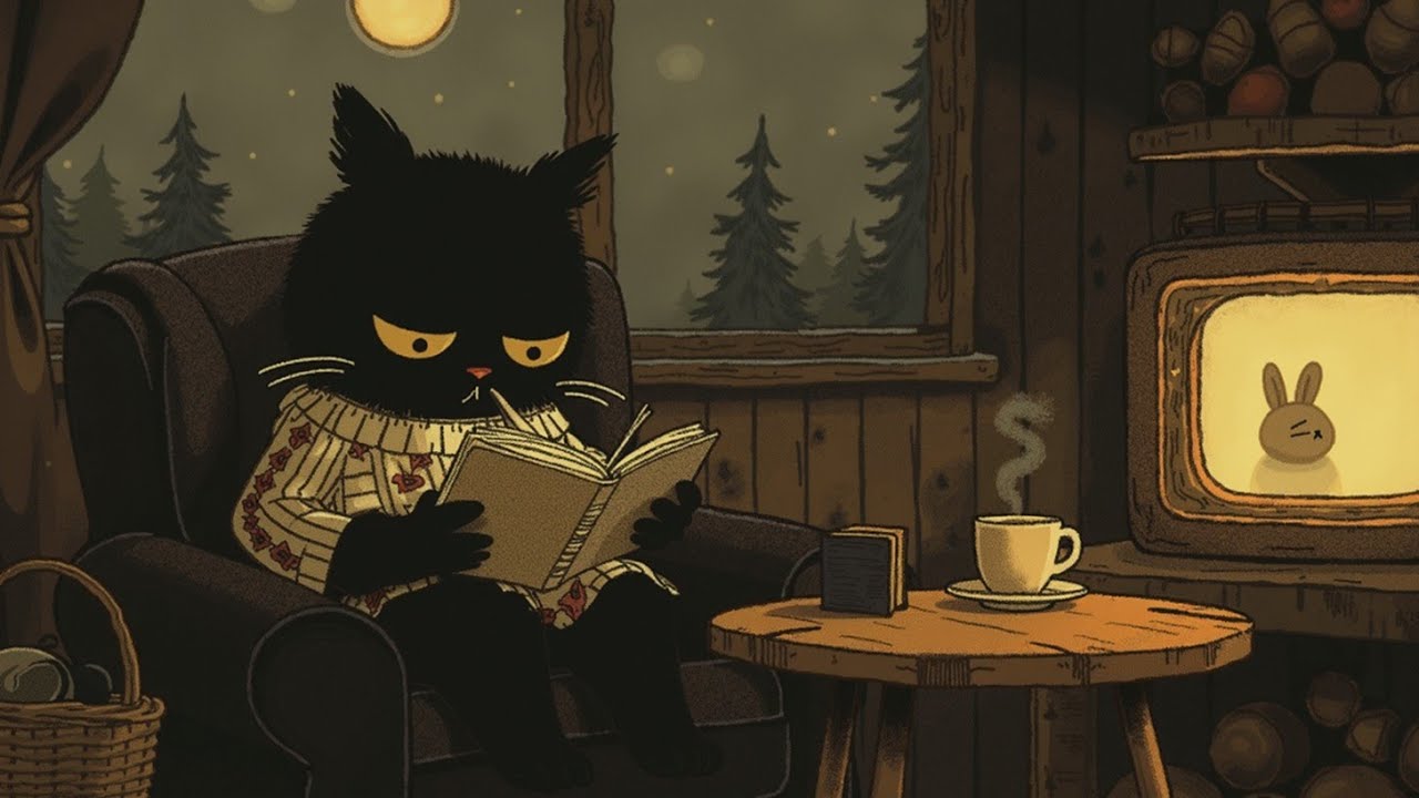 Cozy Lofi Night | Study & Relax with Our Reading Cat 📖 Chill Beats for ...
