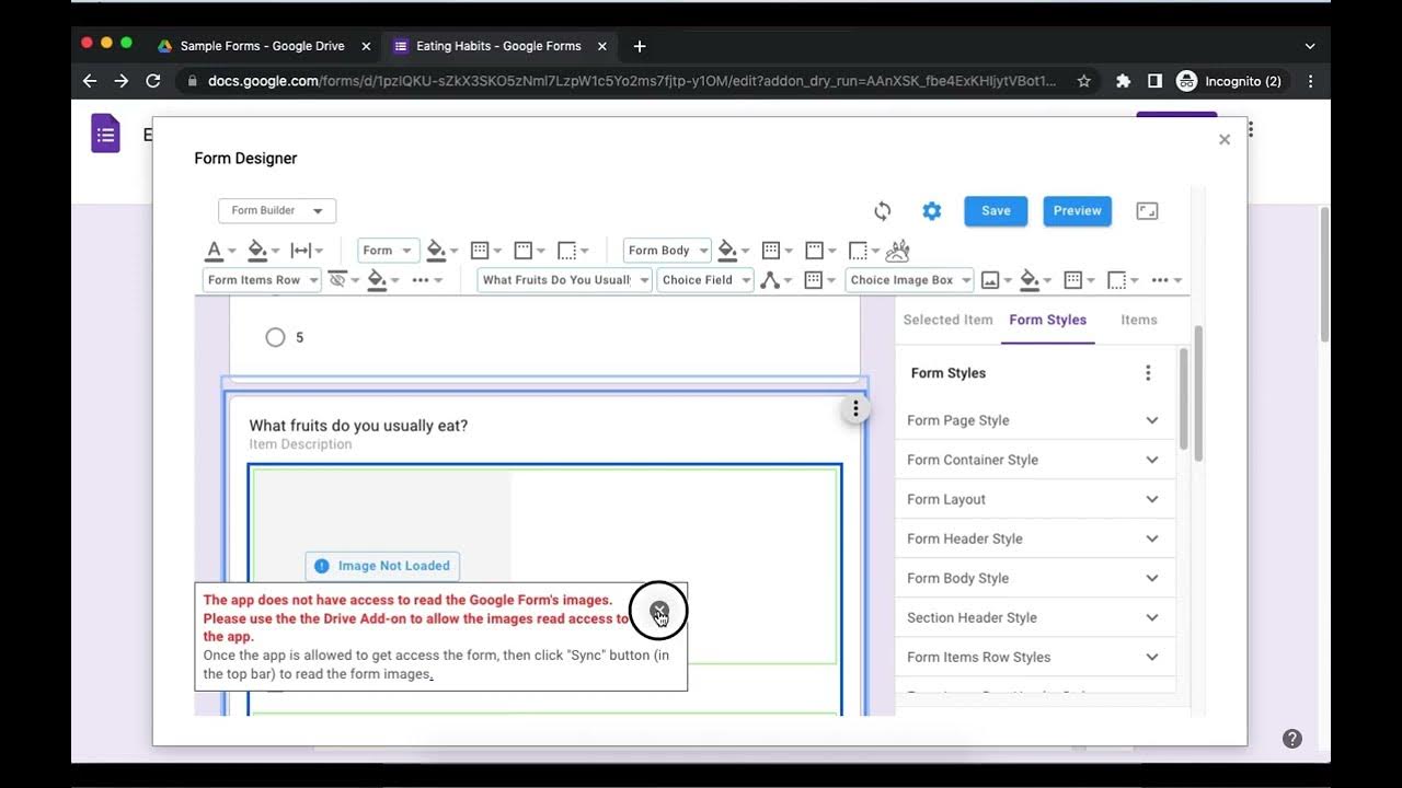 How to load Google Form's images in Pretty Forms Designer - YouTube