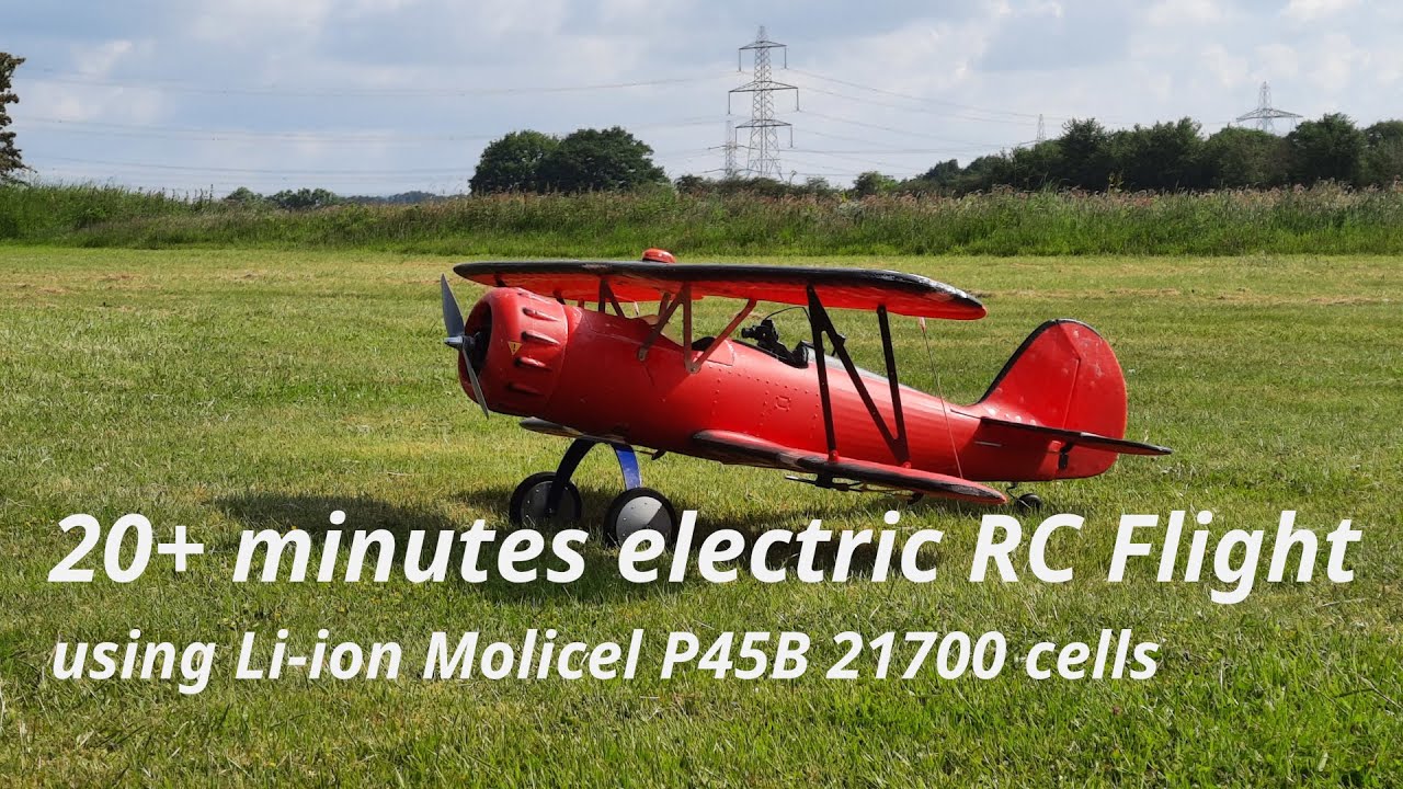 Nice long electric RC biplane flight using Li-ion battery pack - YouTube