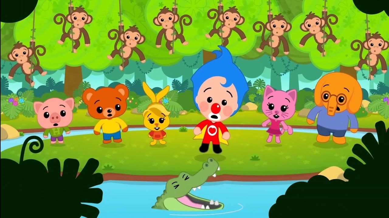 Plim Plim W/ Animal Friends & Monkeys Scared of the Crocodile🐊🙈Effect ...