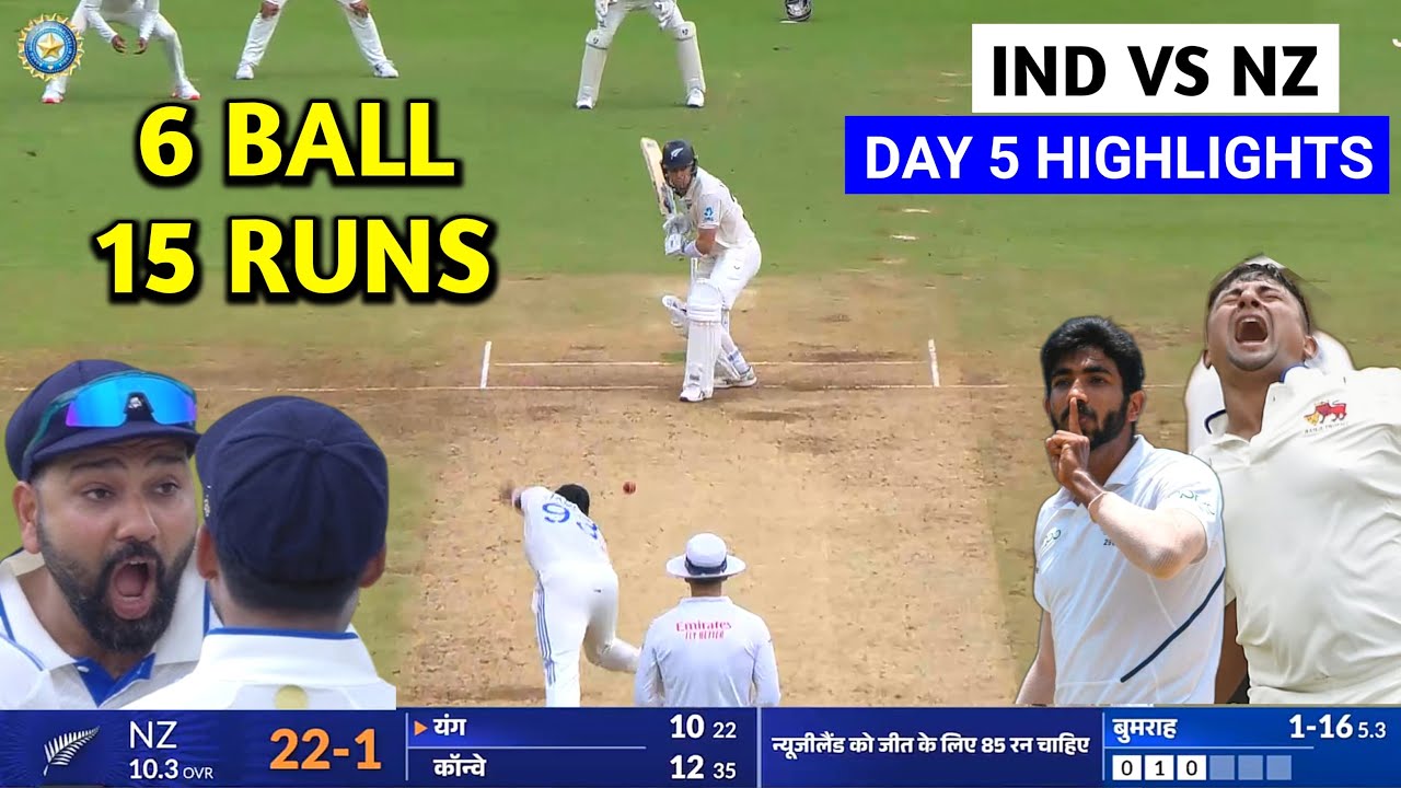 IND vs NZ Highlights 2024, India Vs New zealand 1st Test Day 5 ...