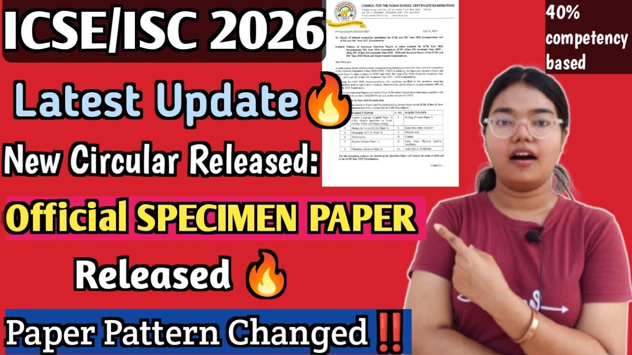 ICSE/ISC 2026: Official SPECIMEN Paper Released 🔥 | Paper Pattern ...