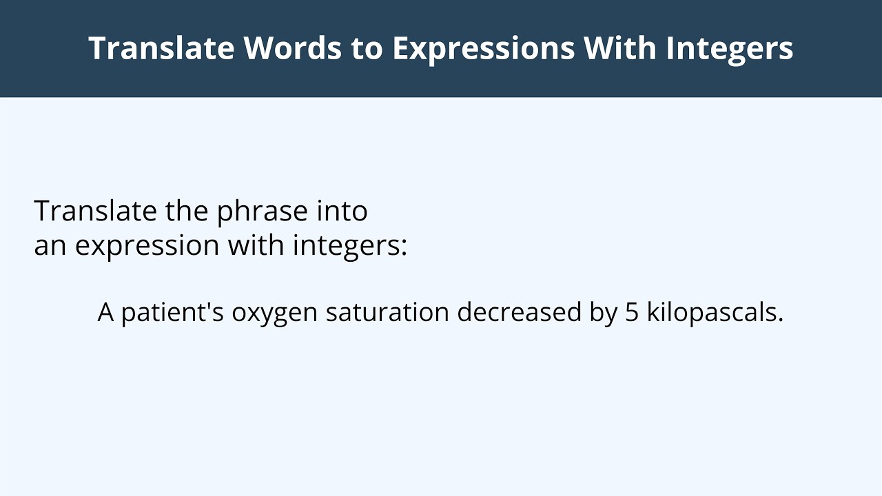 Translate Words to Expressions With Integers - 2 - YouTube