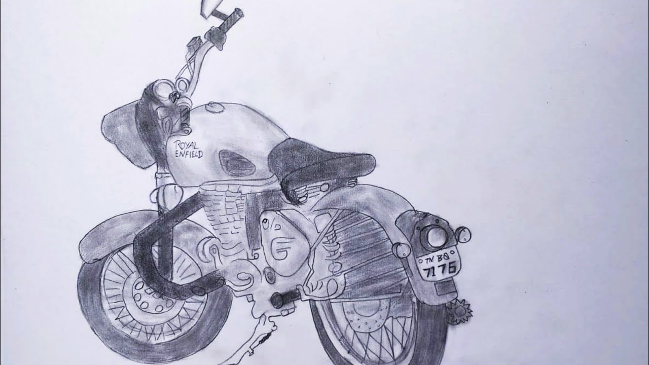 How to Draw Bullet || Drawing easy || Royal Enfield || step by step ...