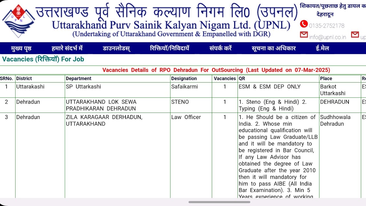 uttarakhand upnl Nainital, Udham sing nagar job apply now - YouTube
