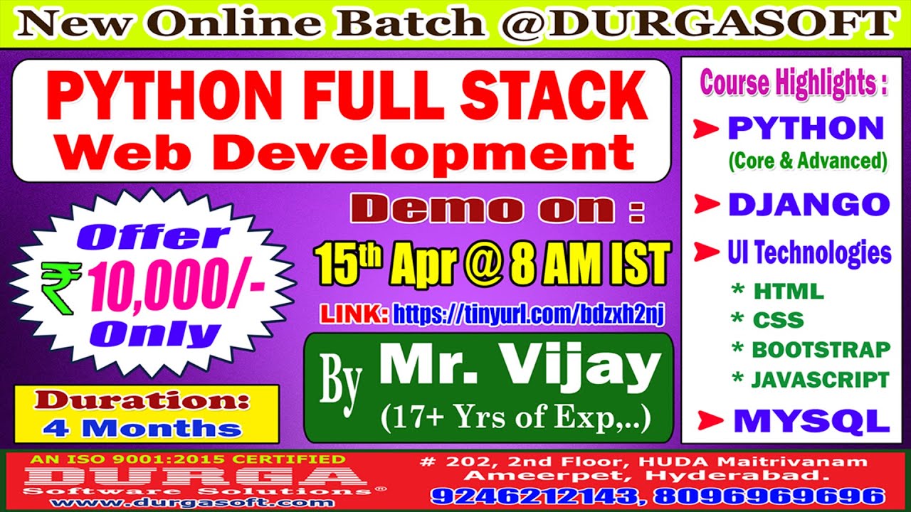 PYTHON FULL STACK Web Development Online Training @ DURGASOFT - YouTube