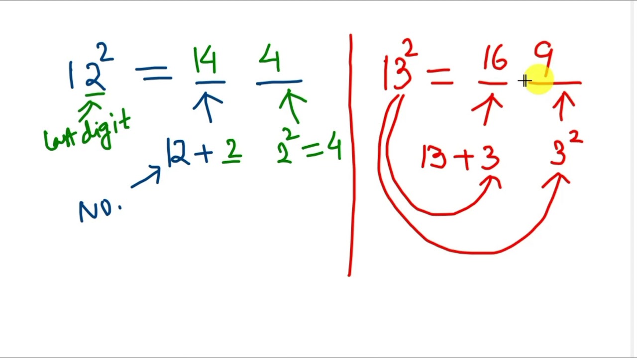 Calculate squares from 11 to 19 in seconds - YouTube