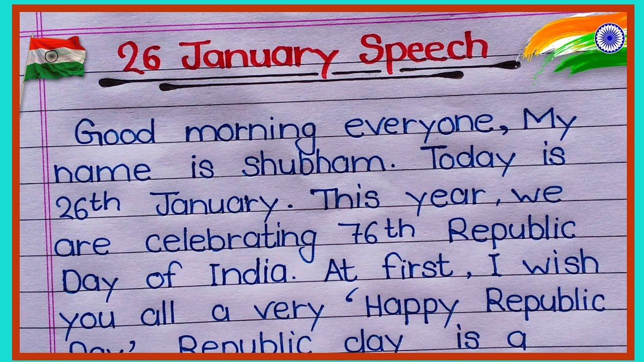 26 january speech in english | speech on republic day in english ...