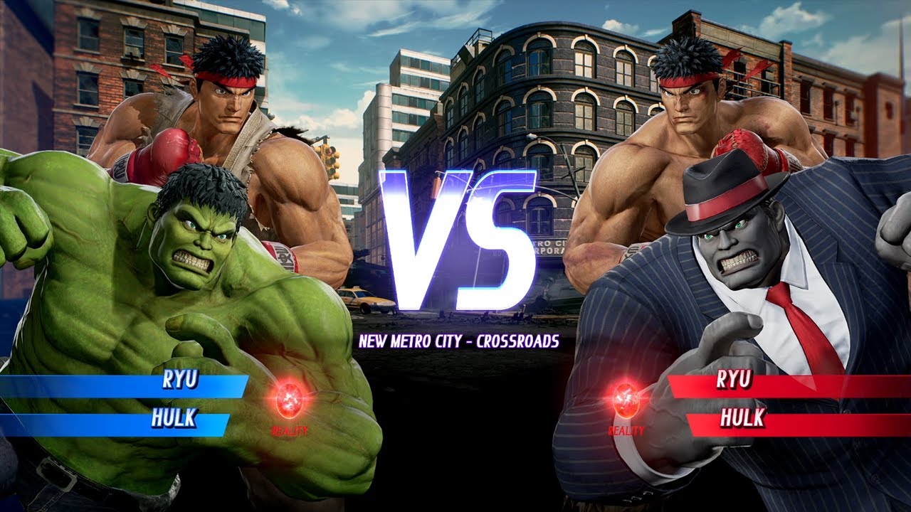 Ryu & Green Hulk VS Ryu & Grey Hulk - Marvel VS Capcom Infinite - YouTube