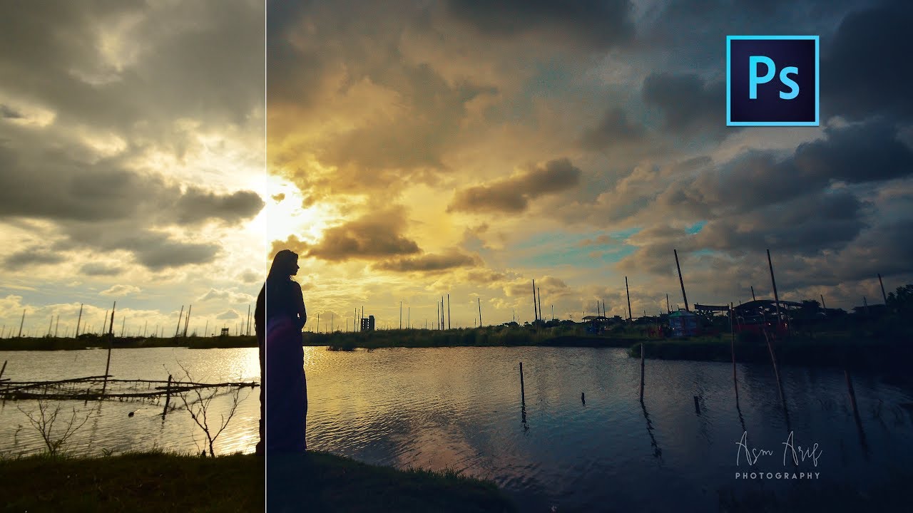 Photoshop CC Tutorial: Fantasy Sunset Color Effects (sunset girl) - YouTube