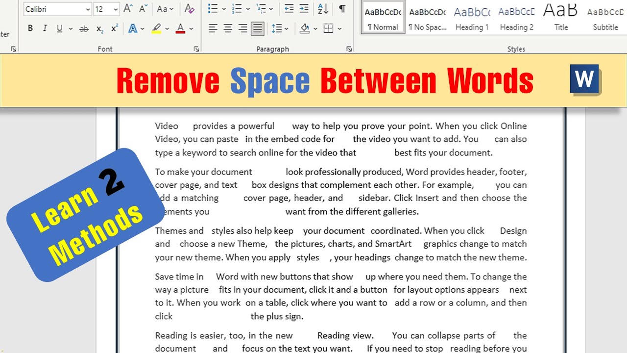 How to Remove Space Between Words in MS Word - YouTube